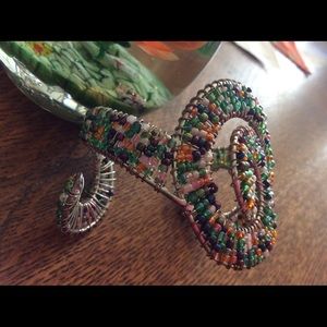 Gypsy Art | Jewelry | Gypsy Spiral Bead Wrap Silver Tone Wire Bracelet ...